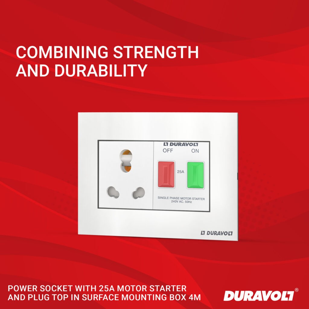 Power Socket with 25A Motor Starter and Plug Top in Surface Mounting ...